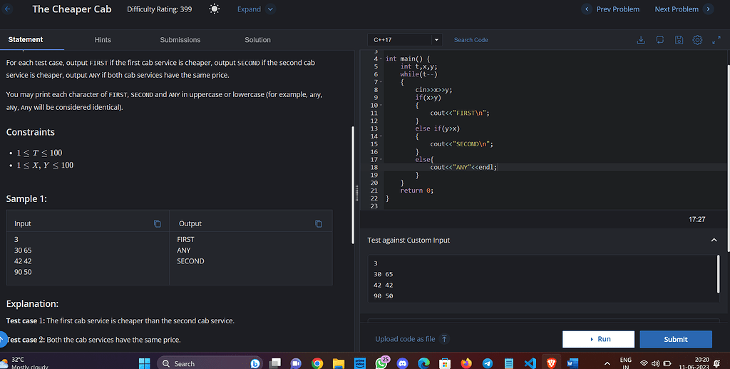 I am not able to see the output on compiling - help - CodeChef Discuss