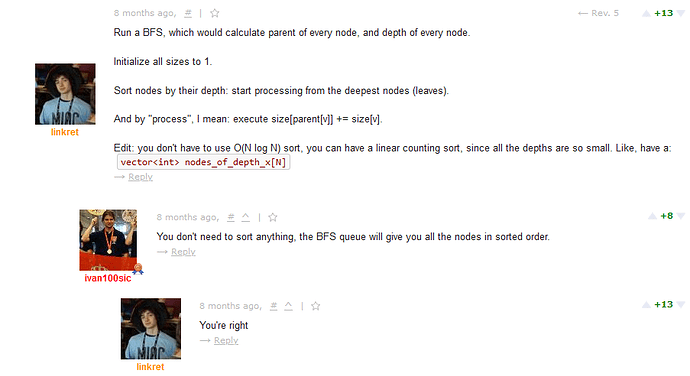 Subtree size calculation using BFS (Graph problem 2) - general - CodeChef Discuss