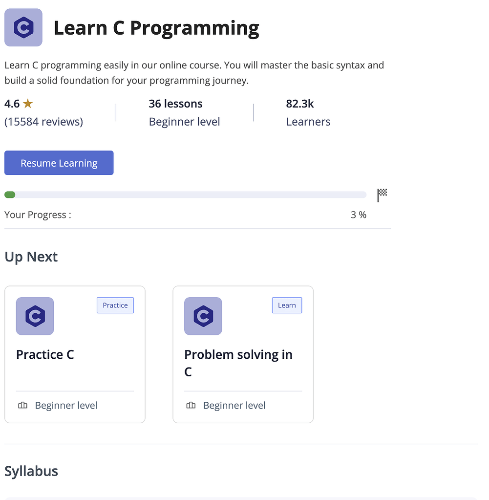 Reset of progress rate in c course - bug reports - CodeChef Discuss
