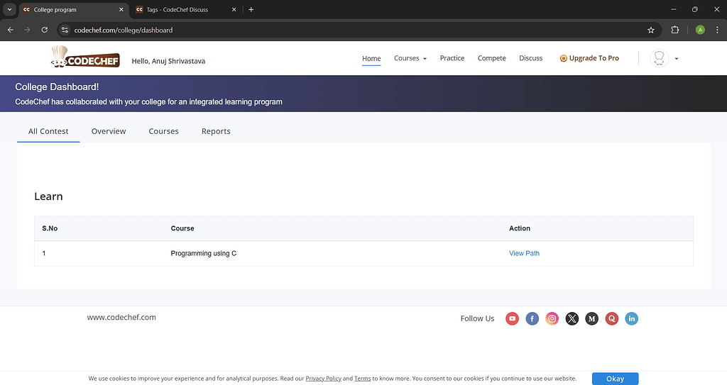 How to remove college dashboard from account - bug reports - CodeChef Discuss