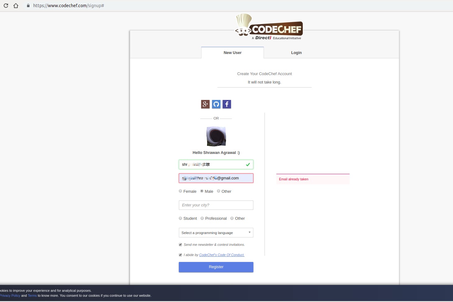 Codechef account not working - general - CodeChef Discuss