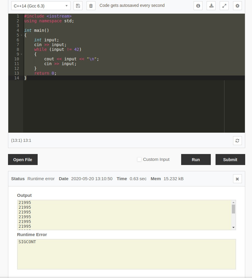 Getting Sigkill And Sigcont Or Wa Error On Lrndsa01 Test Problem Codechef Dsa Learners 4022