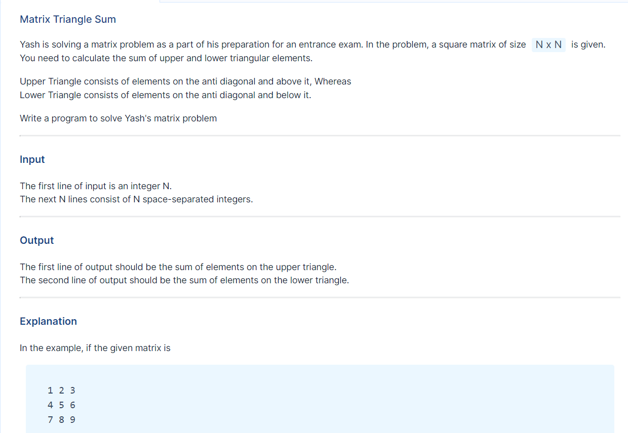 Python program - Matrix triangle sum - general - CodeChef Discuss Python program - Matrix triangle sum - general - CodeChef Discuss