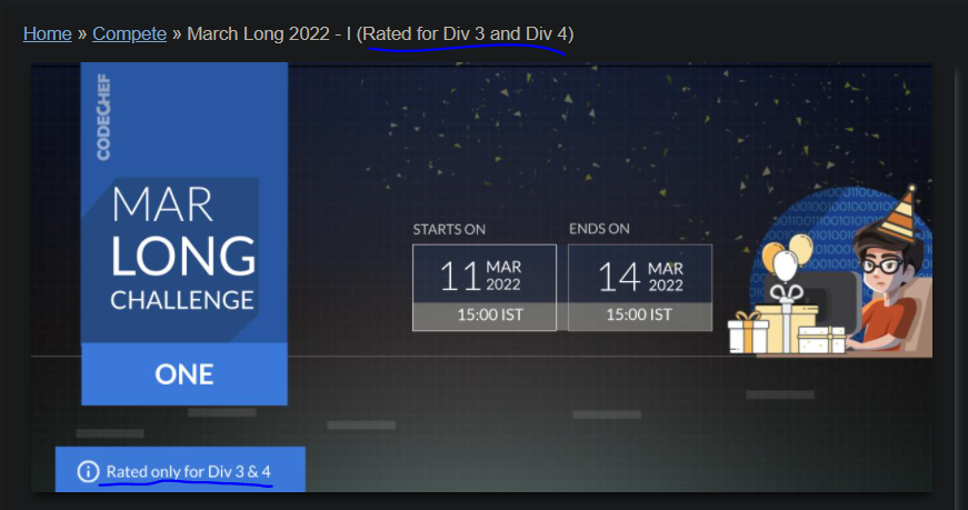 Please look into the description of Codechef March long challenge - general - CodeChef Discuss