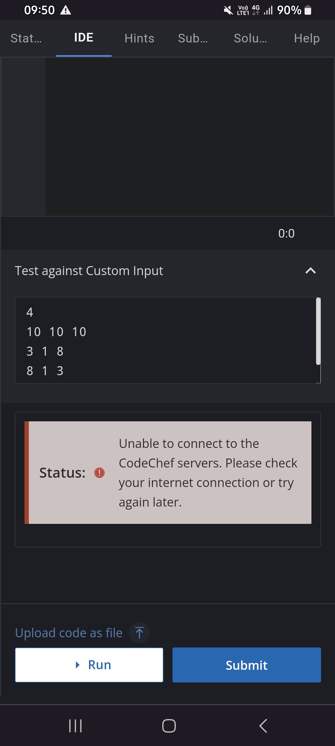My Code Submission Is Not Happening Bug Reports Codechef Discuss