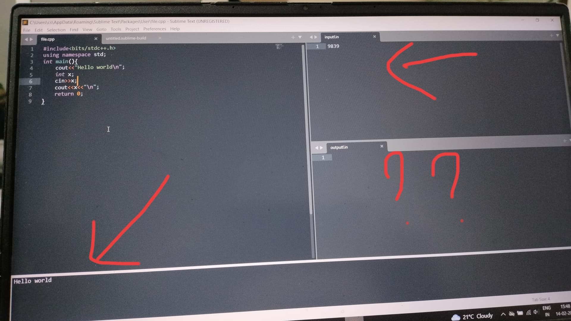My Sublime text is not showing any output, just showing finished time - help - CodeChef Discuss