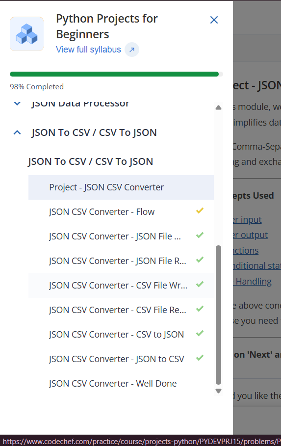 I completed the module but it is showing as "partially completed" - bug reports - CodeChef Discuss