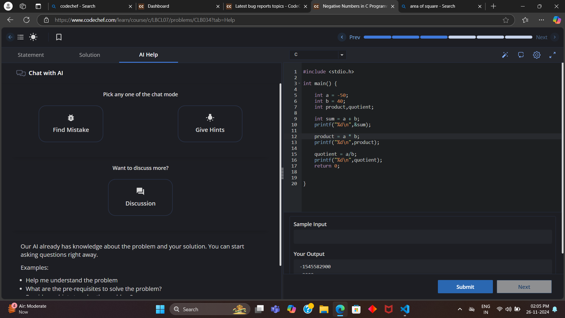 My code is right, I'll run same code in different platform and they shows the correct answer ...