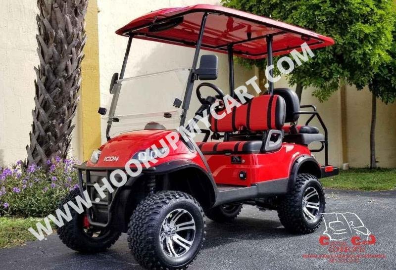 2023 ICON i40L Red Lifted 4 Seater Golf Cart | Golf Carts for Sale in ...