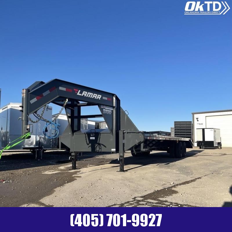2022 Lamar Trailers 102" x 32' Tandem Dual Gooseneck Flatbed Trailer 20K GAWR w/ Rhino Ramps ...