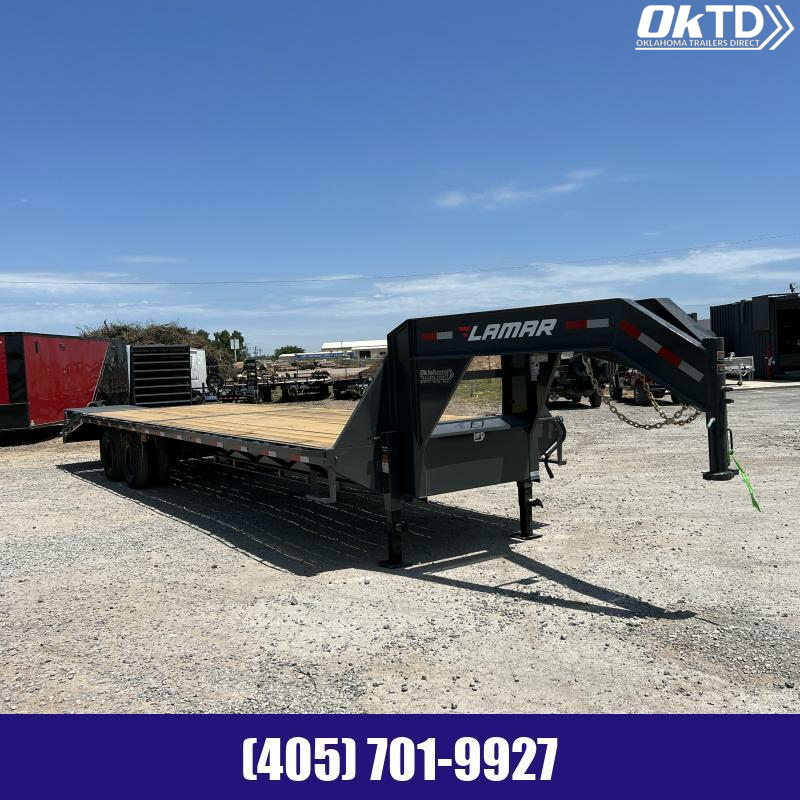 2022 Lamar Trailers 102" x 32' Tandem Dual 22K GVWR Gooseneck Flatbed Trailer w/ Rhino Ramps ...