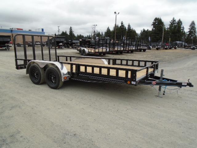 2024 PJ 7X18 7k Utility Trailer w/Dovetail/Fold Up Gate/Side Mount ATV ...