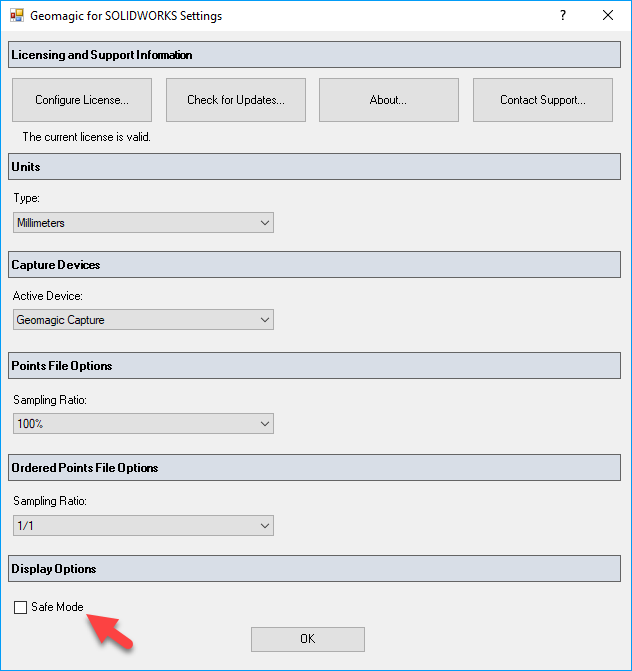 Crash during extract geometry in Geomagic for SolidWorks