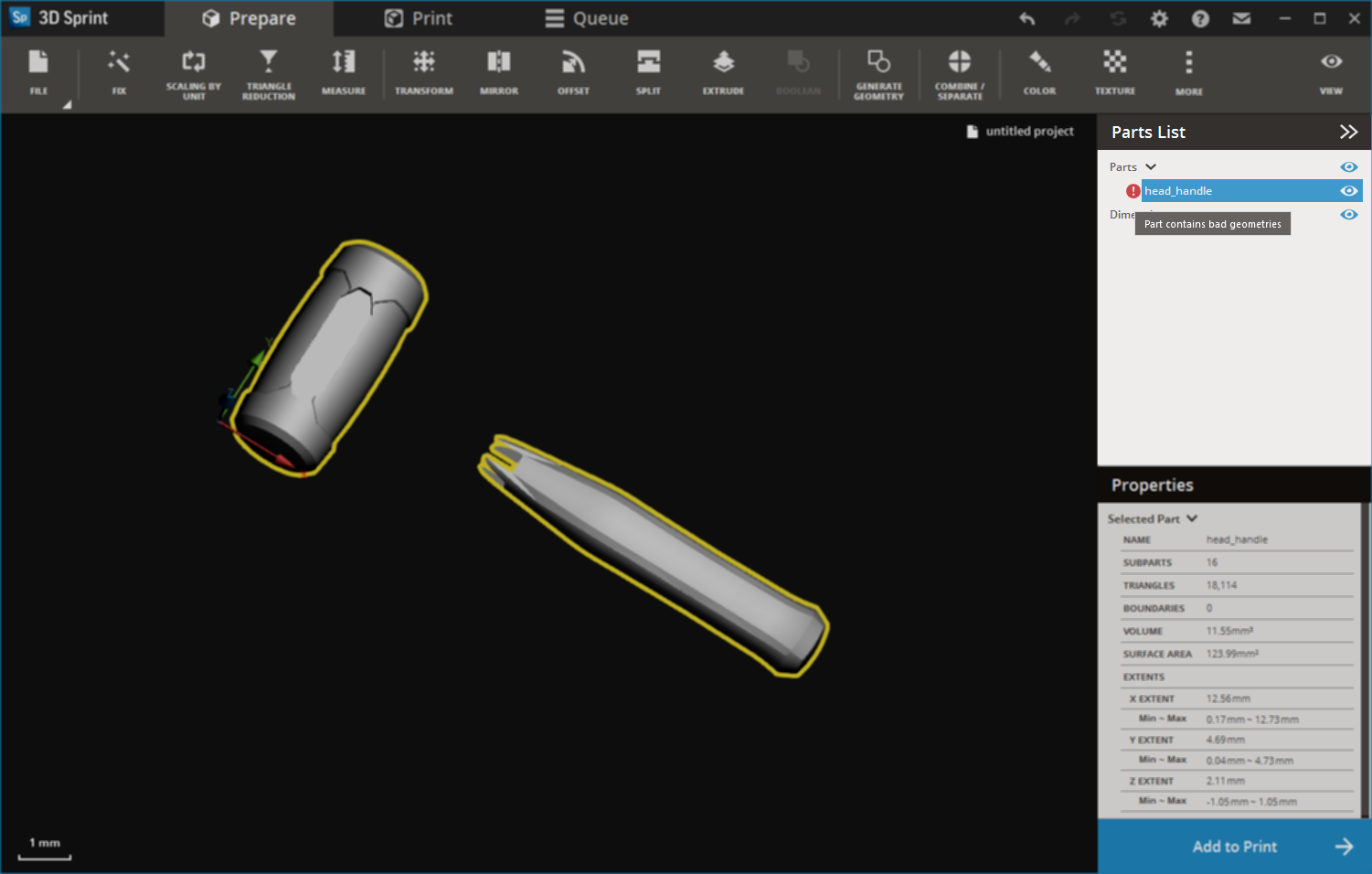 Why are my parts outlined in yellow or red