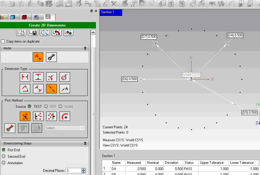 How can I measure the 2D distance between a center point and an outer ...