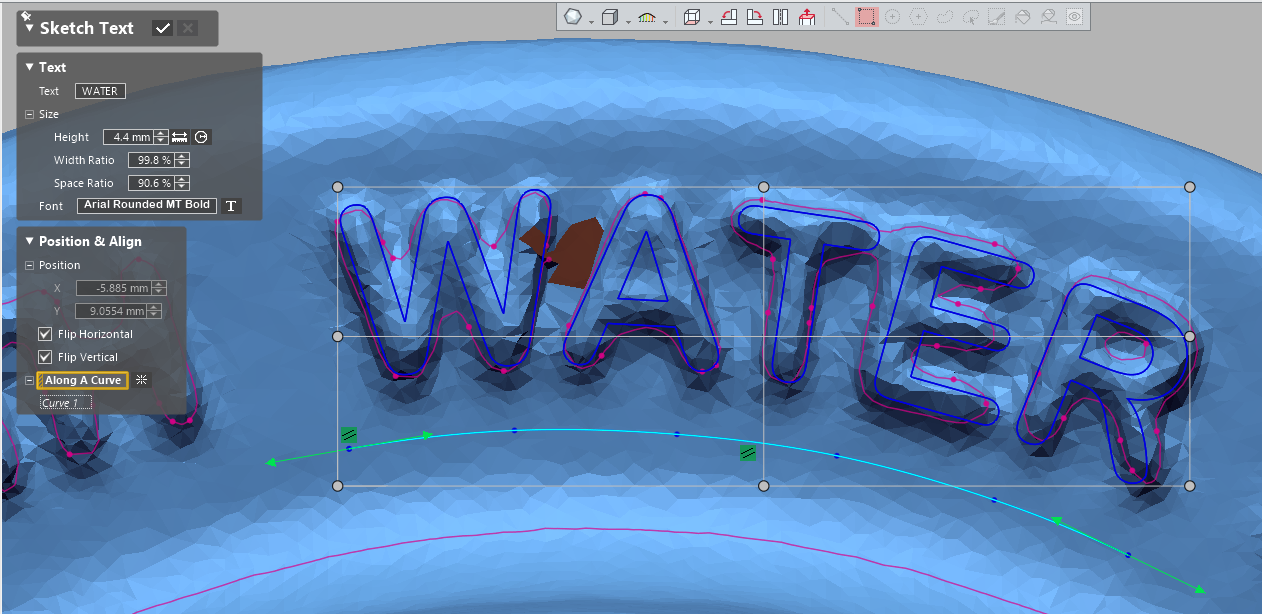 How do I add text to a model in Design X