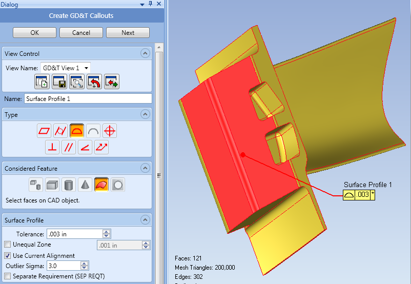 Can I select more than one surface for creating GDT callouts for ...