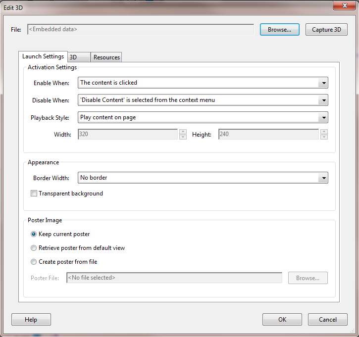 How do I change the 3D model in my PDF report