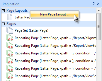 How can I change certain pages in a report to a landscape page layout