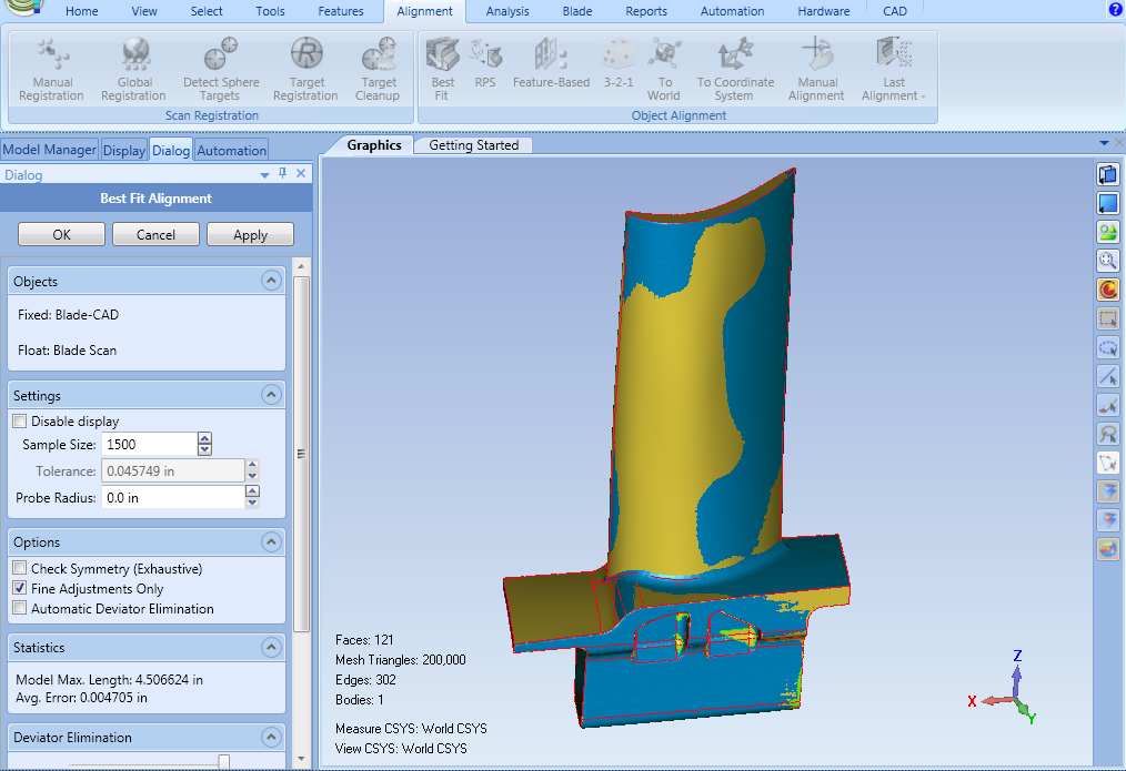 How does Best Fit Alignment determine how the parts are aligned