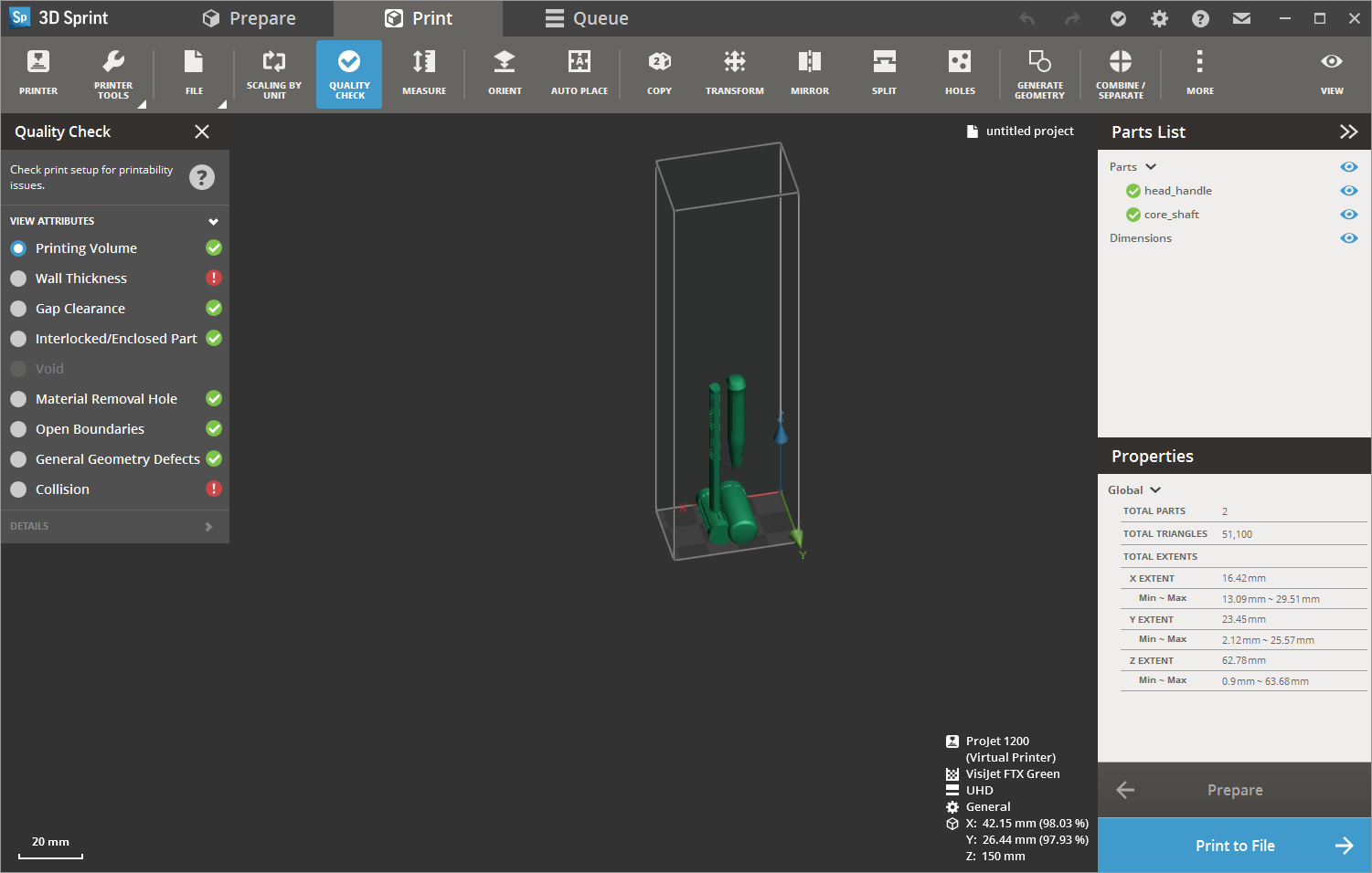 Why are my parts outlined in yellow or red in 3D Sprint