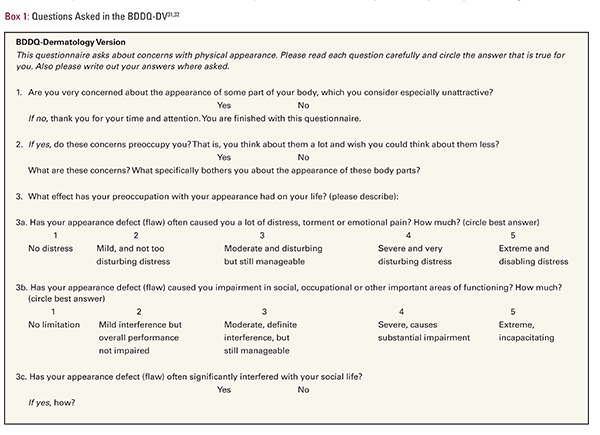 Appearance Dissatisfaction and Body Dysmorphic Disorder in the ...
