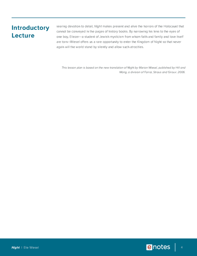 Night eNotes Lesson Plan - eNotes lesson plans have... - Literature ...