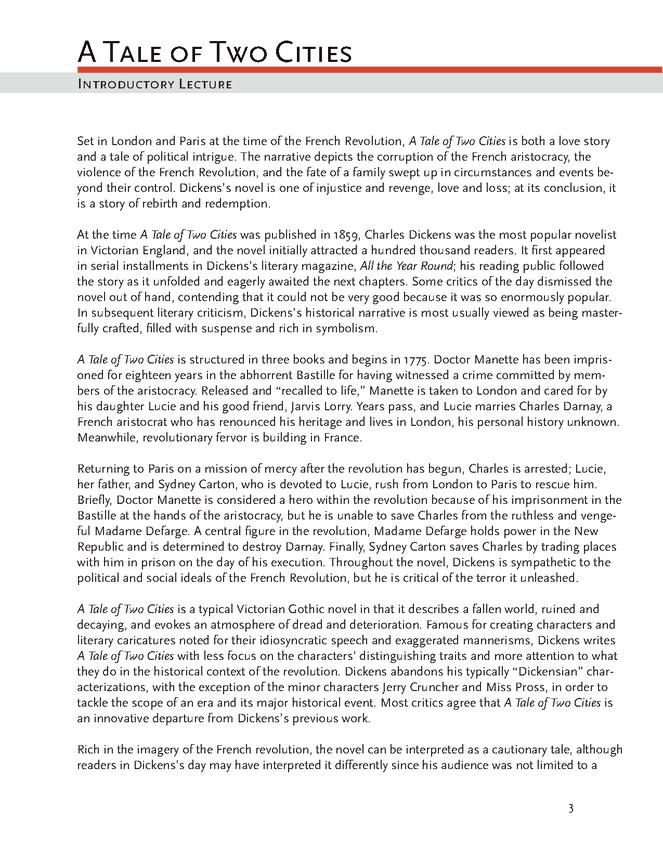 A Tale of Two Cities eNotes Lesson Plan - eNotes... - Activities