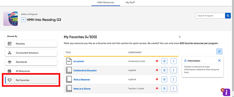 Add Resources to My Favorites List