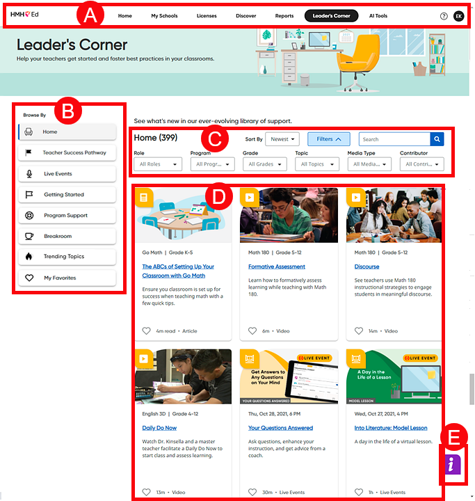 Navigate the Leader's Corner Page