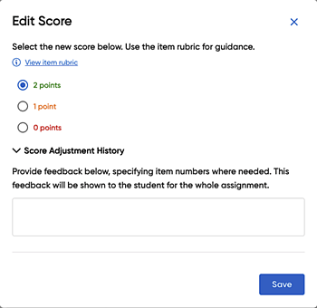 Edit the Score of an Assessment Item