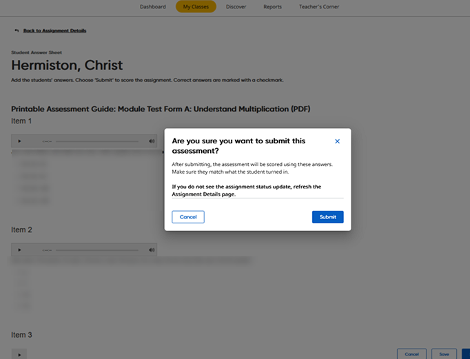 Add Student Responses from Offline Assessments into HMH Ed