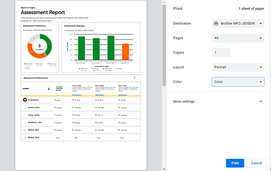 Print or Export Assessment Report in HMH Ed as a Teacher