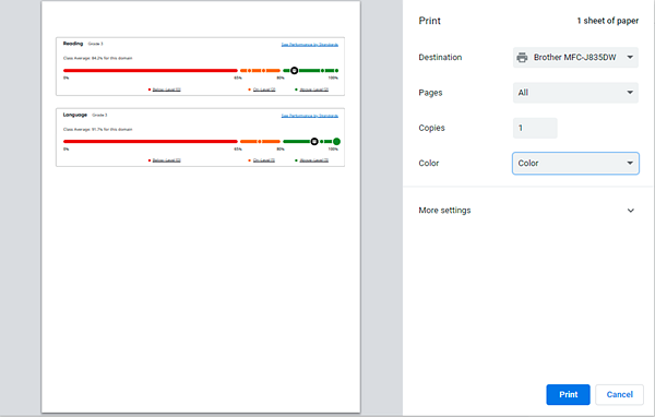 Print or Export Standards Reports