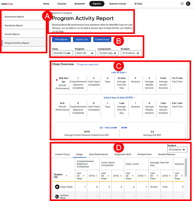 Navigate the Program Activity Report Page