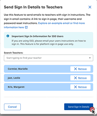Send Sign In Details to School Admins and Teachers
