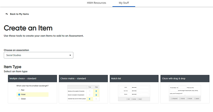 Create Items for Custom Assessments
