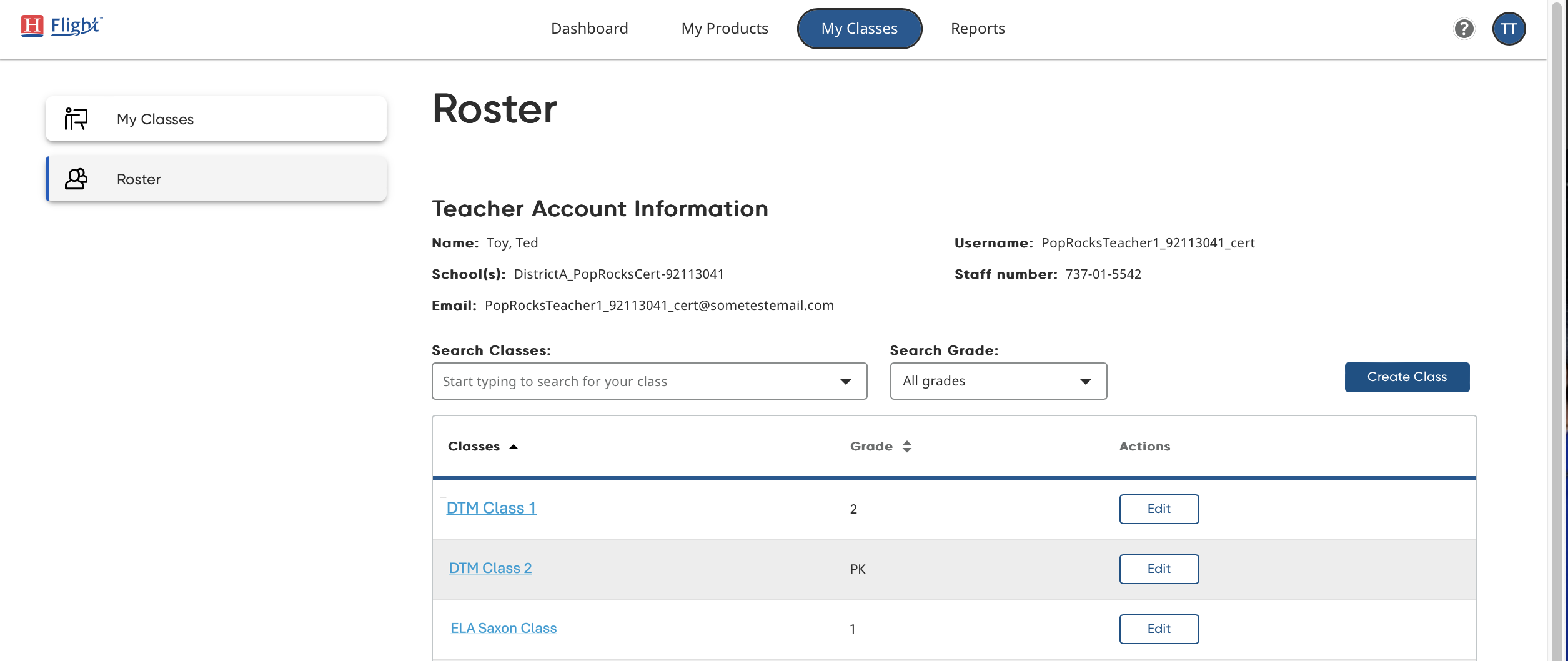 Manage Class Rosters