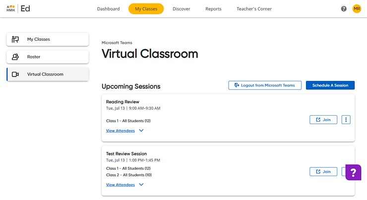 Edit Virtual Classroom Sessions in Heinemann Flight as a Teacher