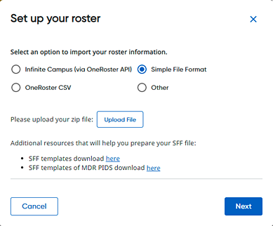Set Up Roster: Simple File Format