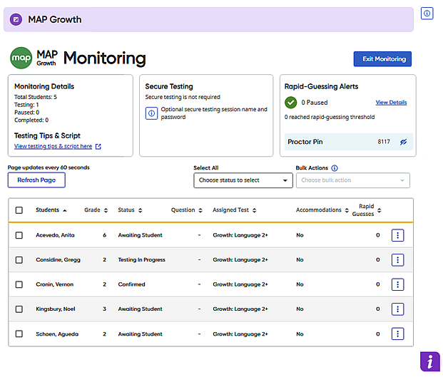 Test Students in MAP Growth on Ed as a Teacher