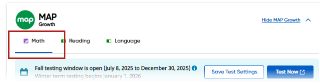 Set Up MAP Growth Testing in MAP Growth on Ed as a Teacher