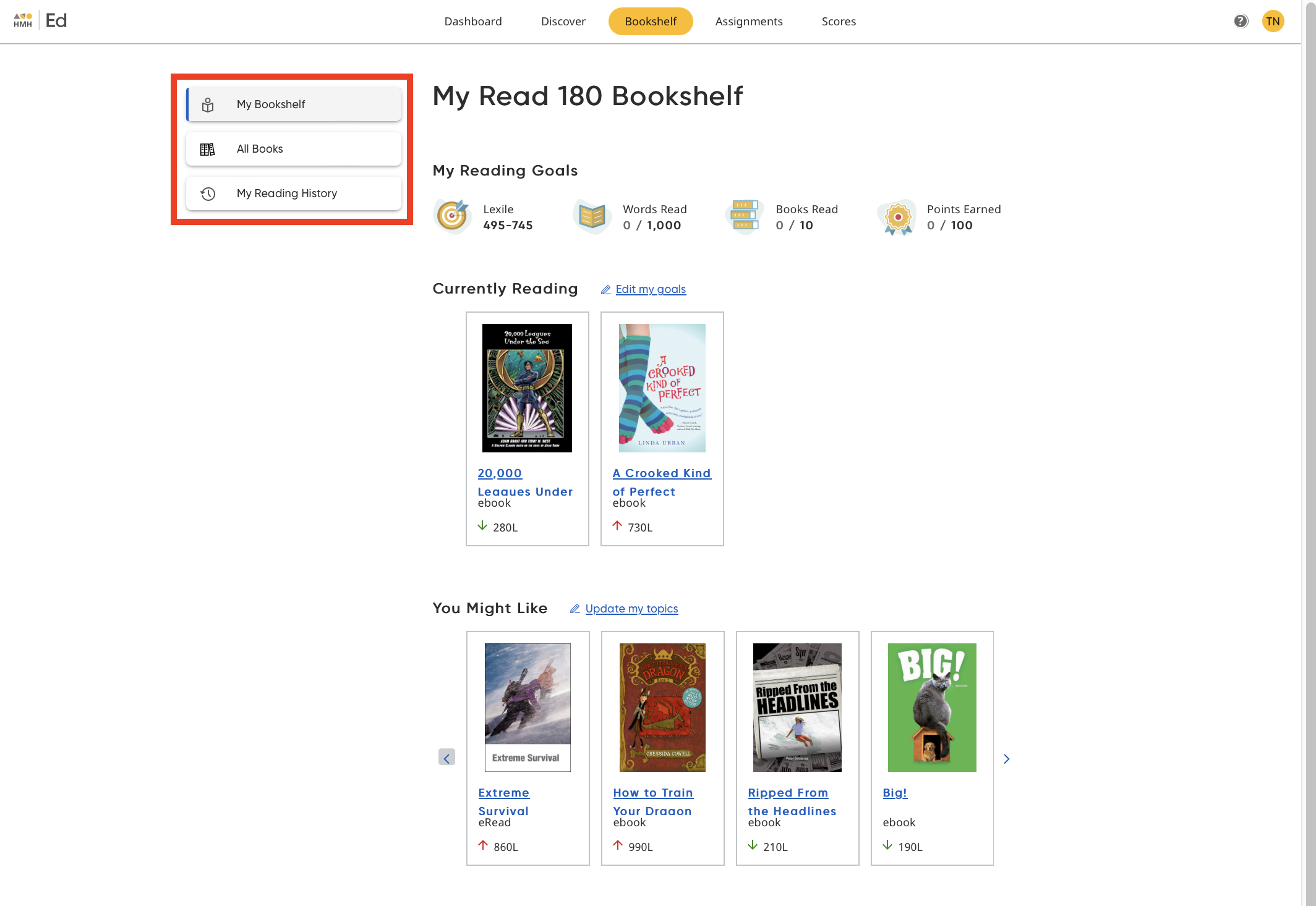 Read 180 Bookshelf (HMH Ed Student)