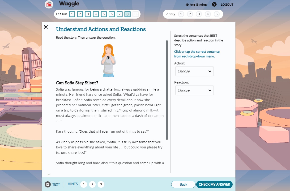 Assigned Activities (Grades 3-8) in Waggle as a Student
