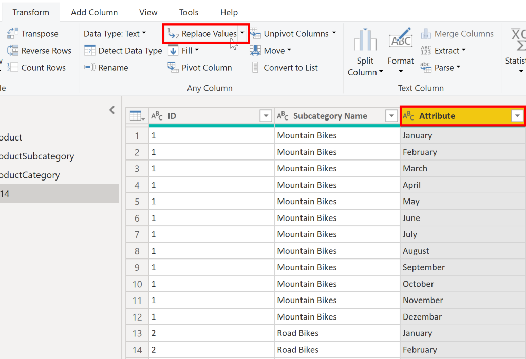 Transform Data In Power BI Simplify The Data Structure Replace 