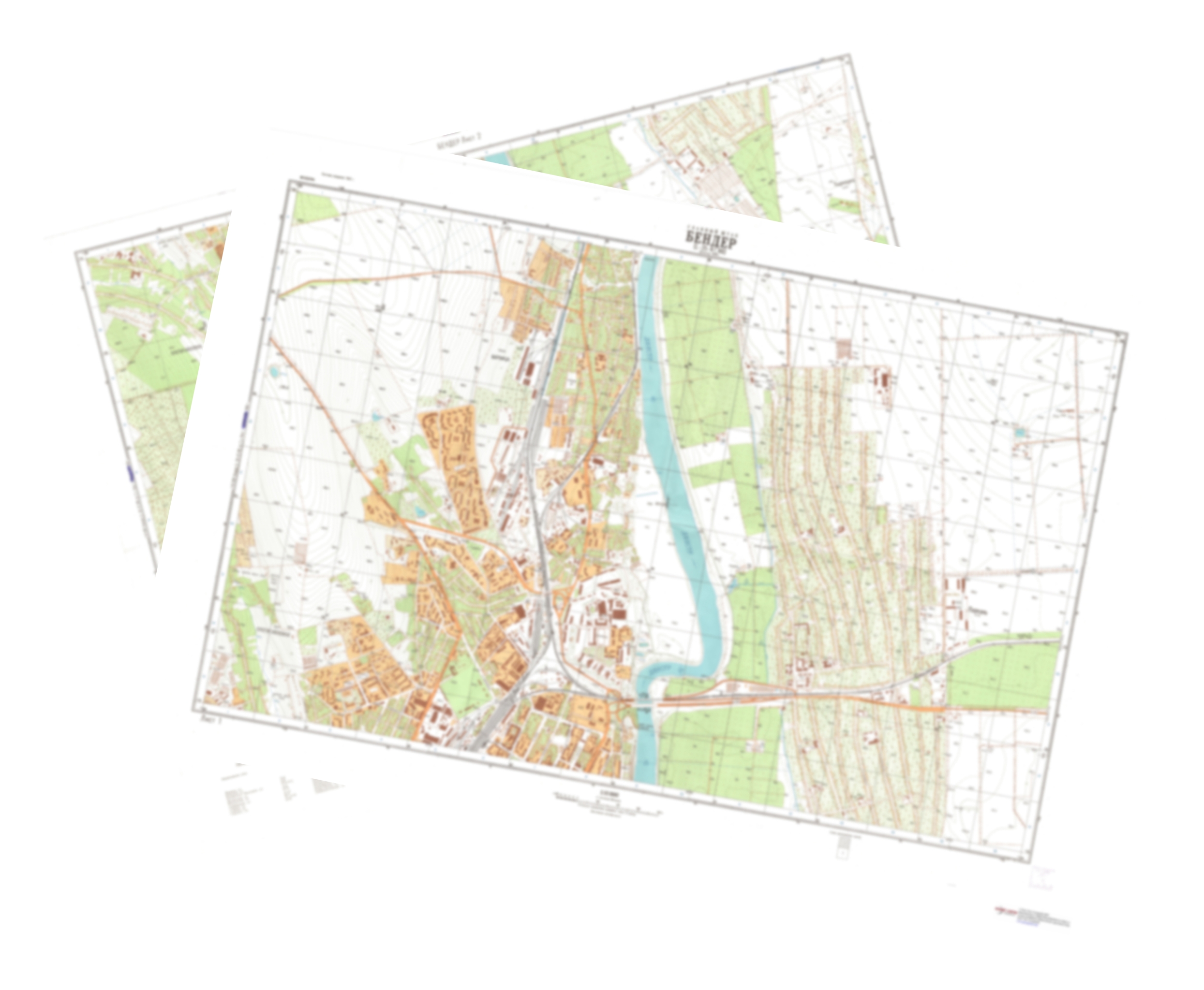 Bender (Moldova) 2-Sheet Set - Soviet Military City Plans