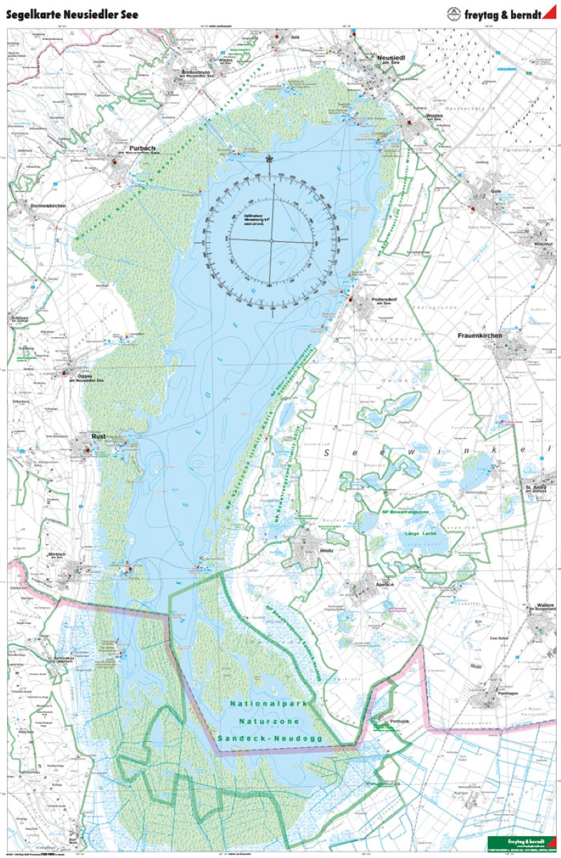 Lake Neusiedl, sailing map 1:50,000, wall map, flat