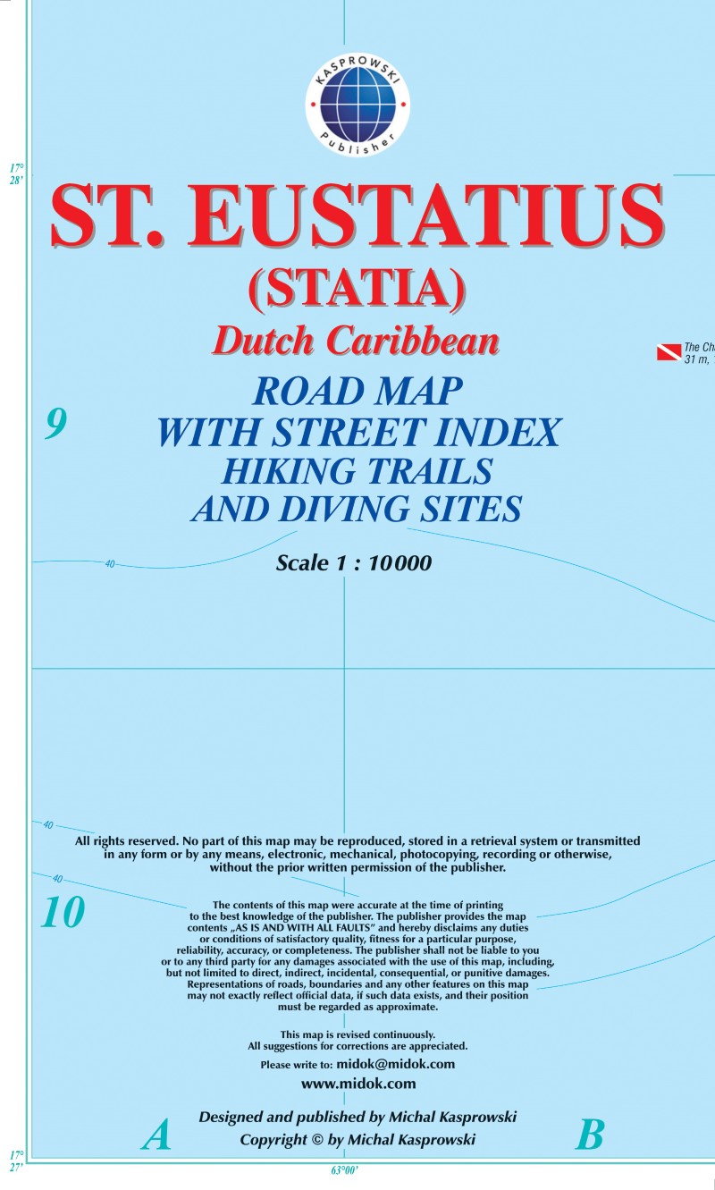 St. Eustatius (Statia), Dutch Caribbean, Road Map by