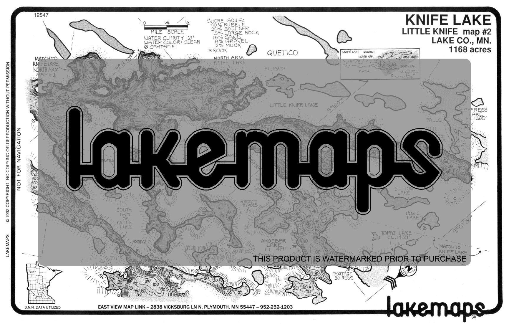Lake County, MN - Knife Lake - map 2 -KNIFE (East, Little Knife ...