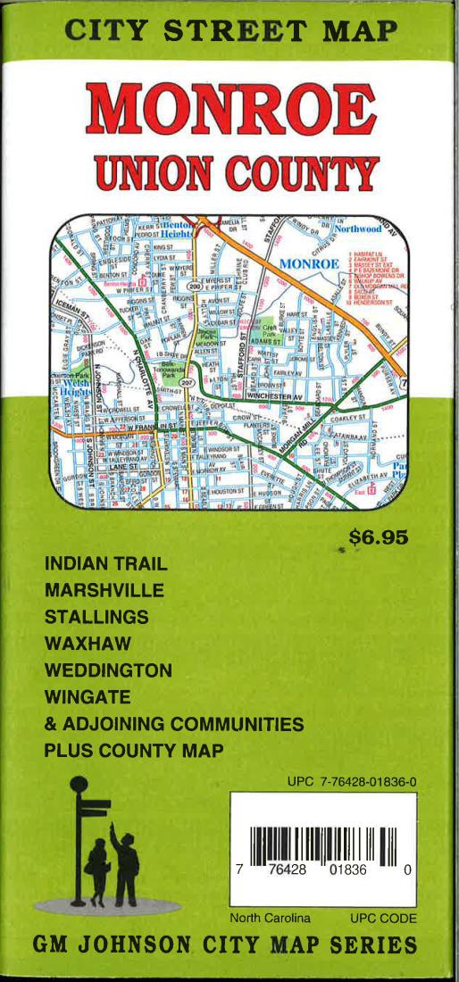 Monroe, Union County, North Carolina Street Map by GM Johnson